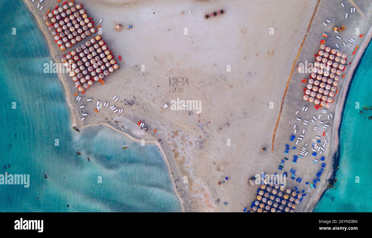 Aerial drone shot of beautiful turquoise beach with pink sand ...