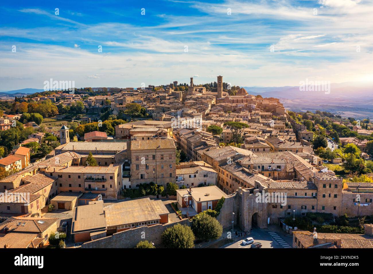 Tuscany, Volterra town skyline, church and panorama view. Maremma ...