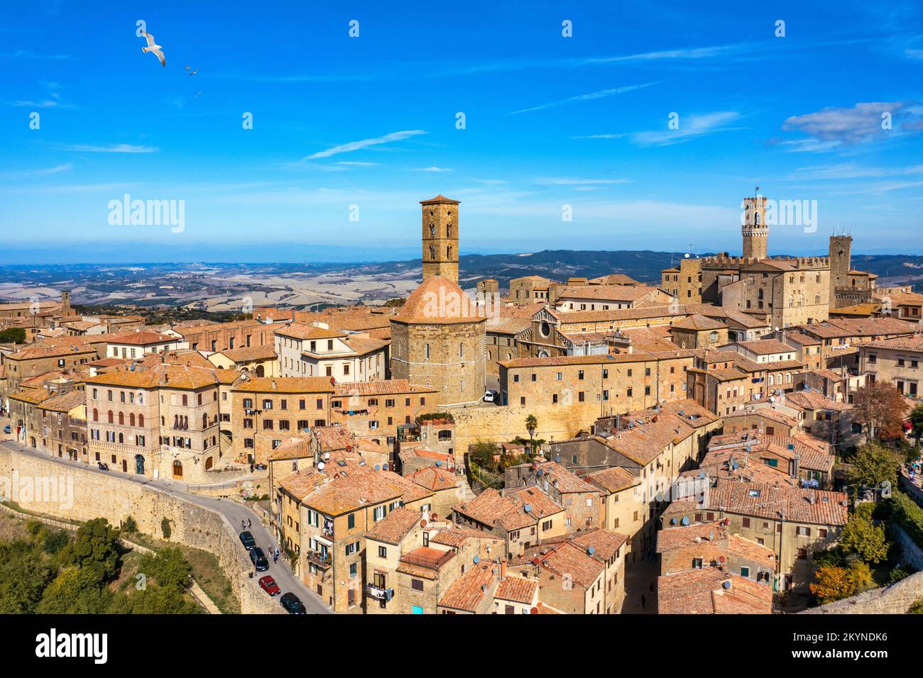 Tuscany, Volterra town skyline, church and panorama view. Maremma ...