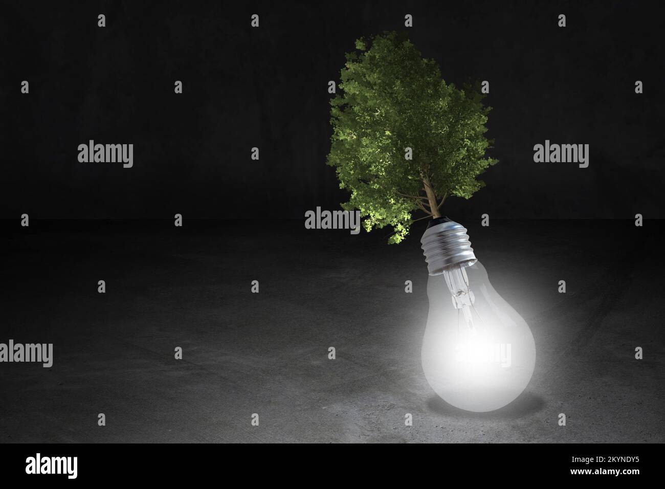 Ecology concept, power consumption, tree and light bulb Stock Photo - Alamy
