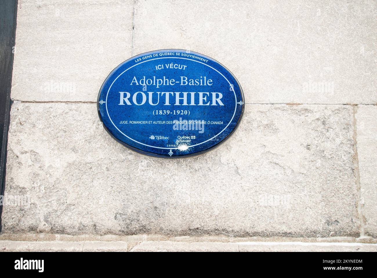 Sir Adolphe-Basile Routhier plaque in Quebec City Stock Photo - Alamy