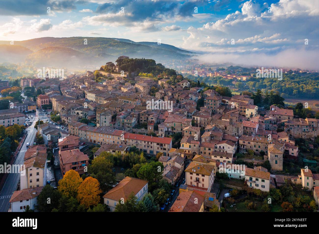 Sarteano village in Tuscany, Italy. Sarteano, the medieval castle at ...