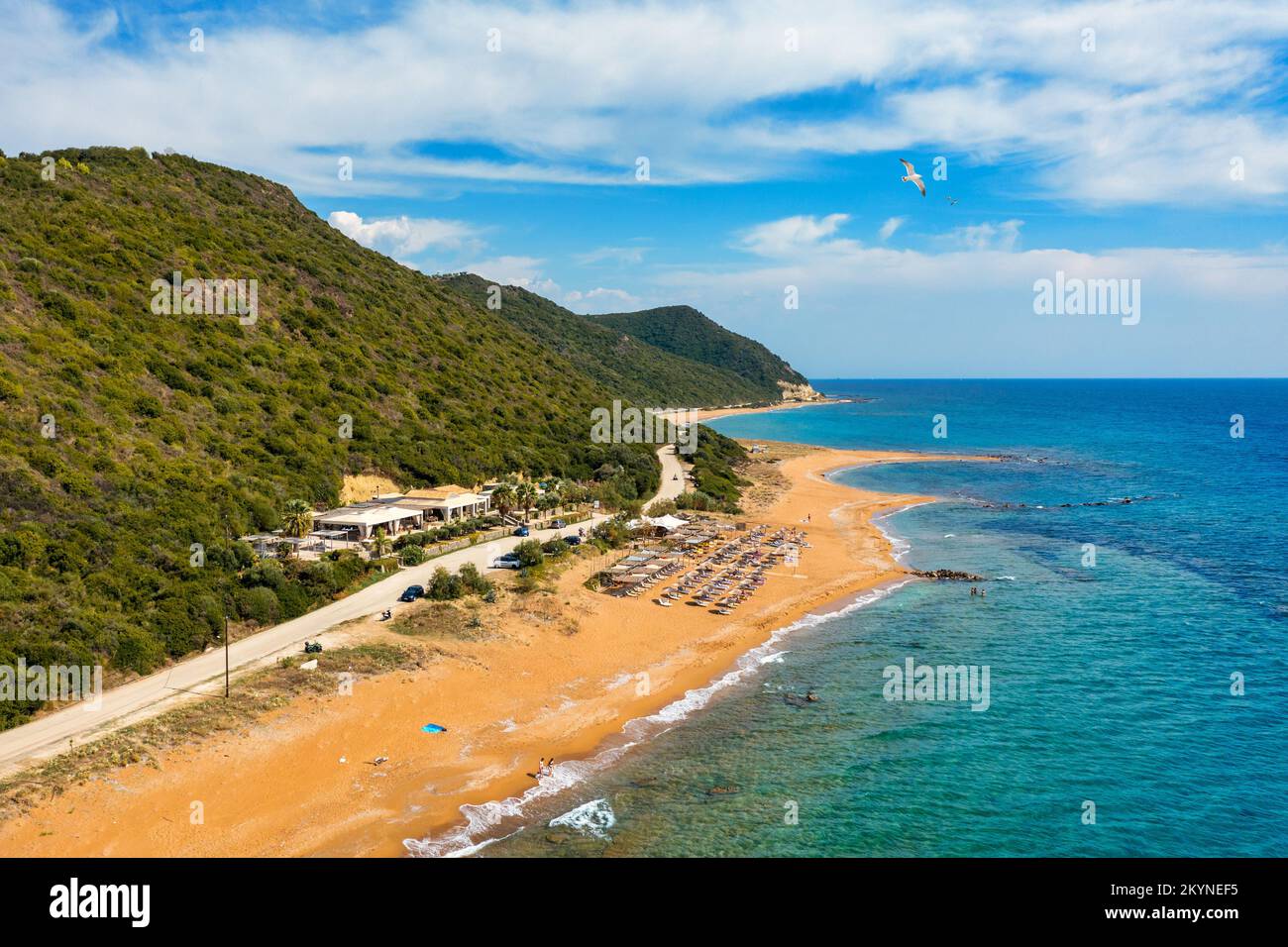 Wonderful view of Kanoula beach. Greece. Aerial view of Kanoula beach ...