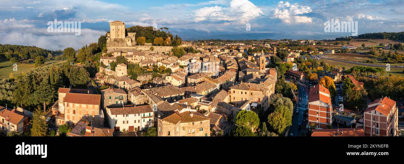 Sarteano village in Tuscany, Italy. Sarteano, the medieval castle at ...