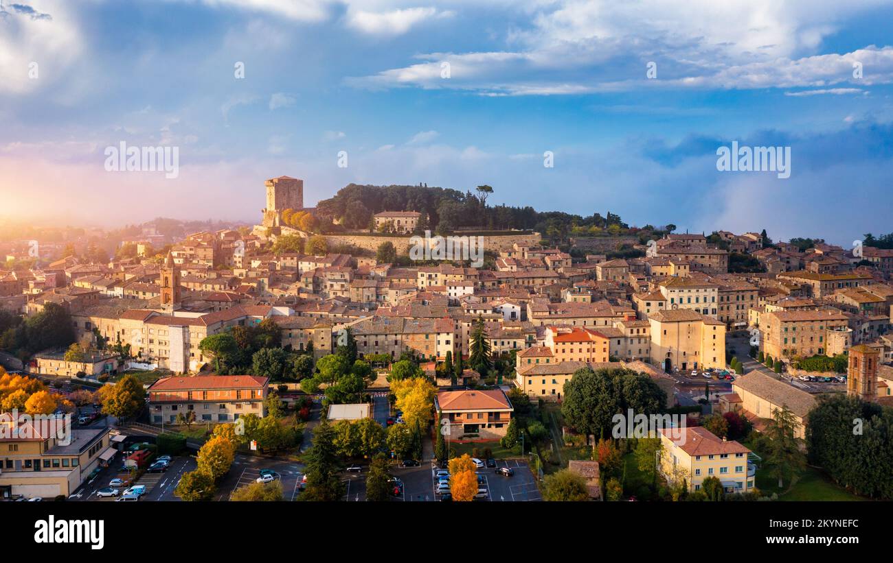 Sarteano village in Tuscany, Italy. Sarteano, the medieval castle at ...