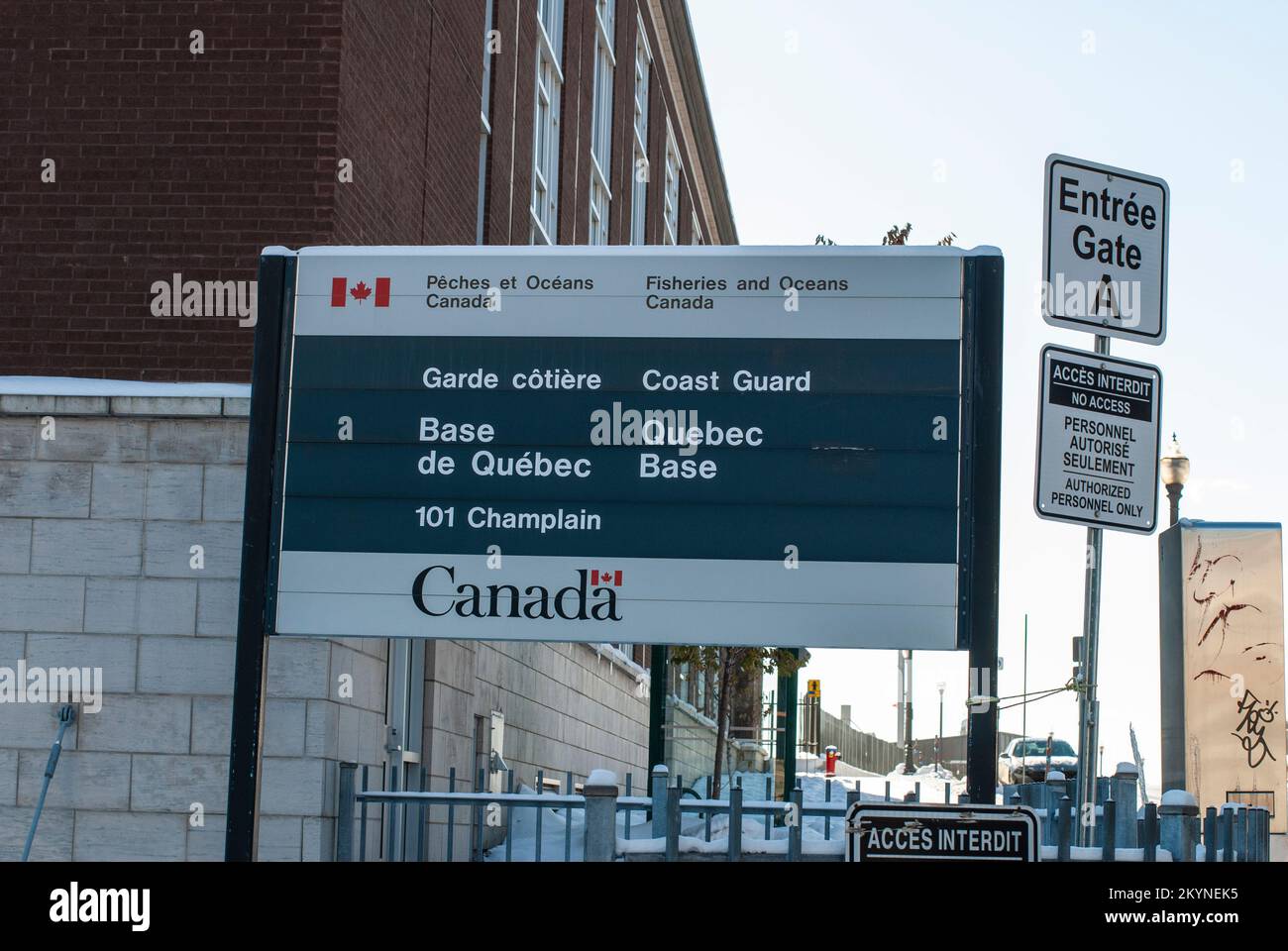 Coast guard Quebec base sign in Quebec City Stock Photo - Alamy