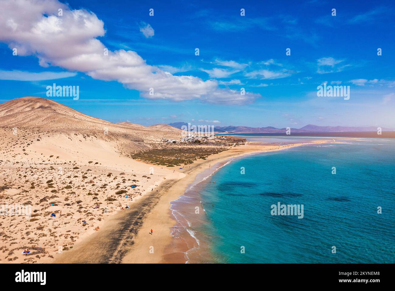 View on the beach Sotavento with golden sand and crystal sea water of ...