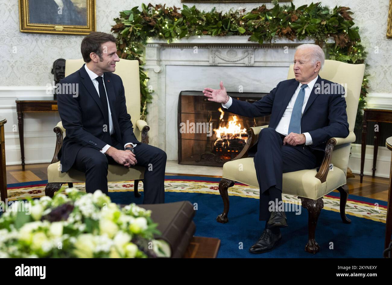Washington, United States. 01st Dec, 2022. President Joe Biden holds a ...