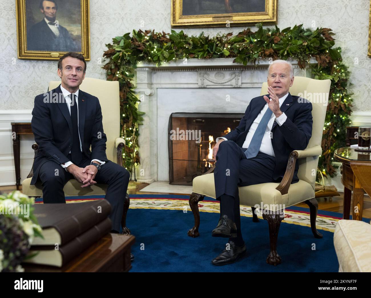 Washington, United States. 01st Dec, 2022. President Joe Biden holds a ...