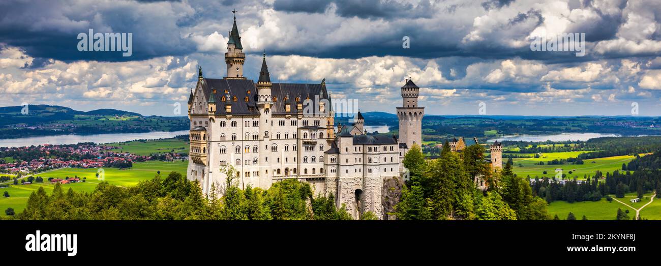 Neuschwanstein Fairytale Castle near Fussen, Bavaria, Germany. View of ...