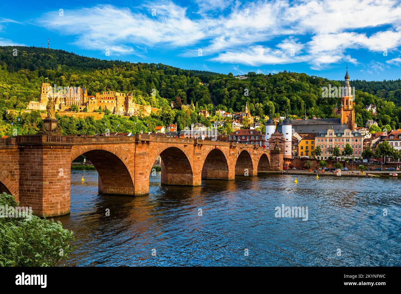 Landmark and beautiful Heidelberg town with Neckar river, Germany ...