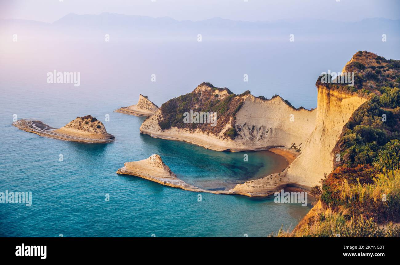 Beautiful view of Cape Drastis in the island of Corfu in Greece. Cape ...