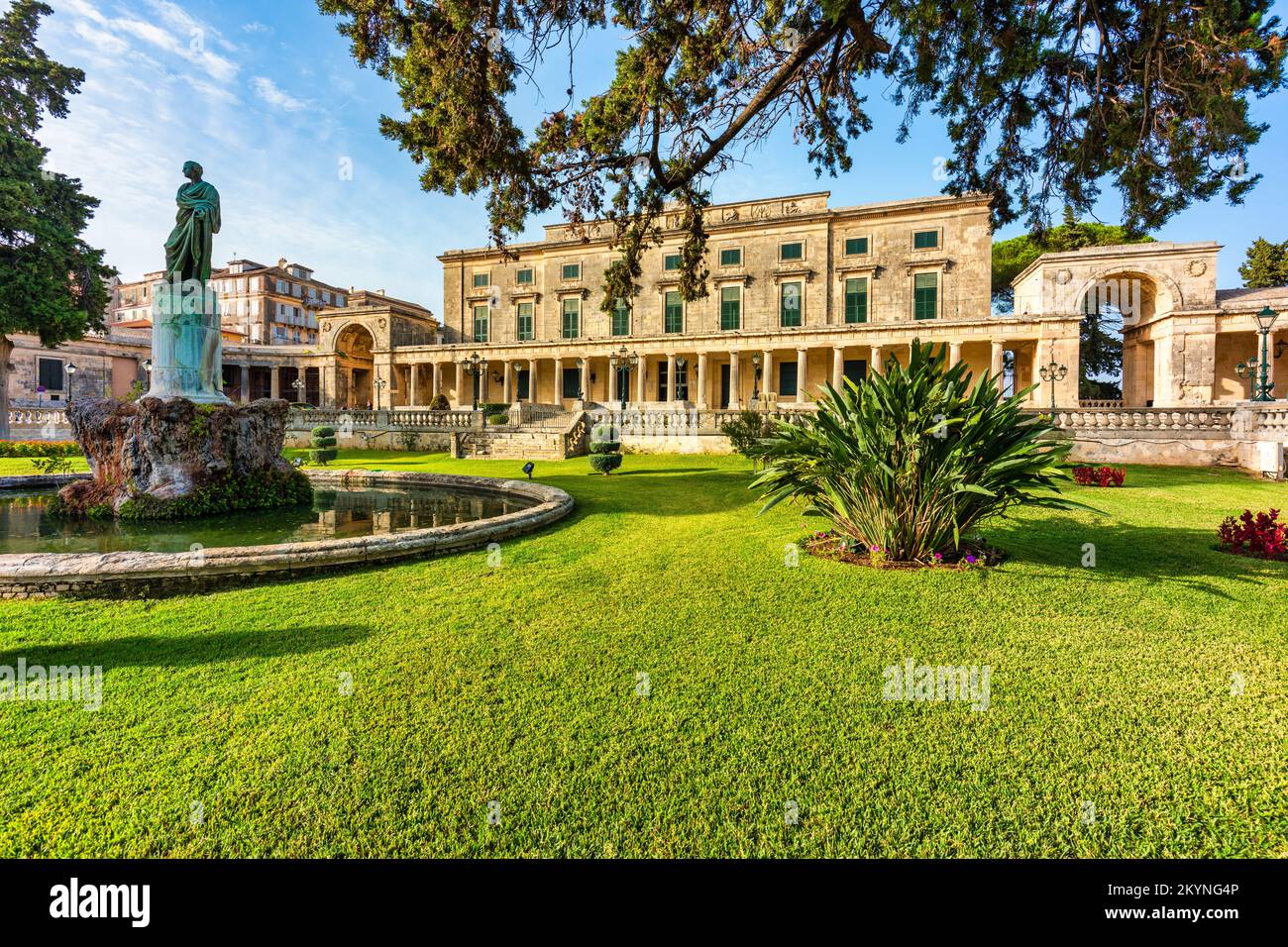 Museum of Asian Art. Colorful morning cityscape of Corfu Town, capital ...