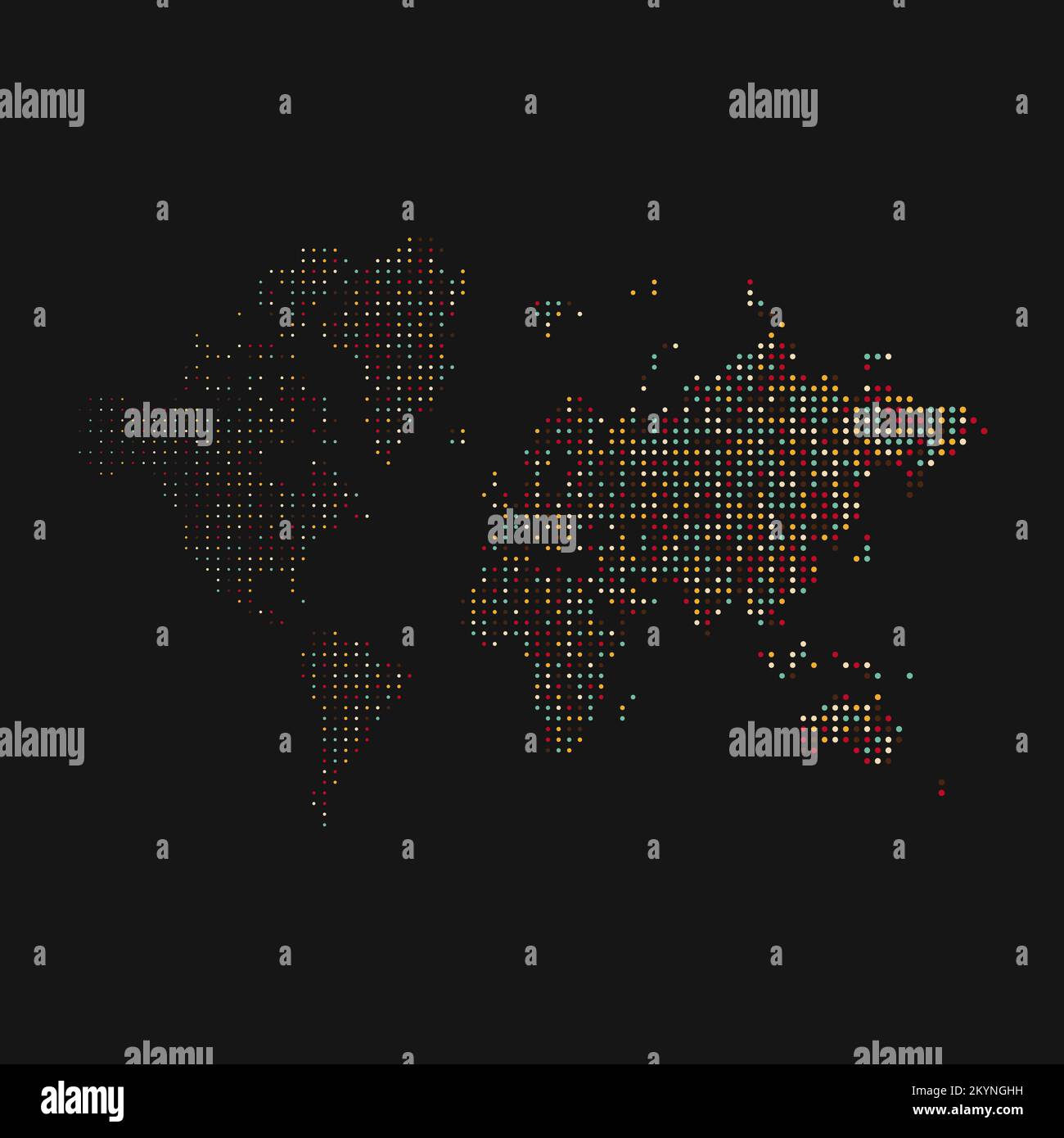 World 2 Silhouette Pixelated generative pattern map illustration Stock ...