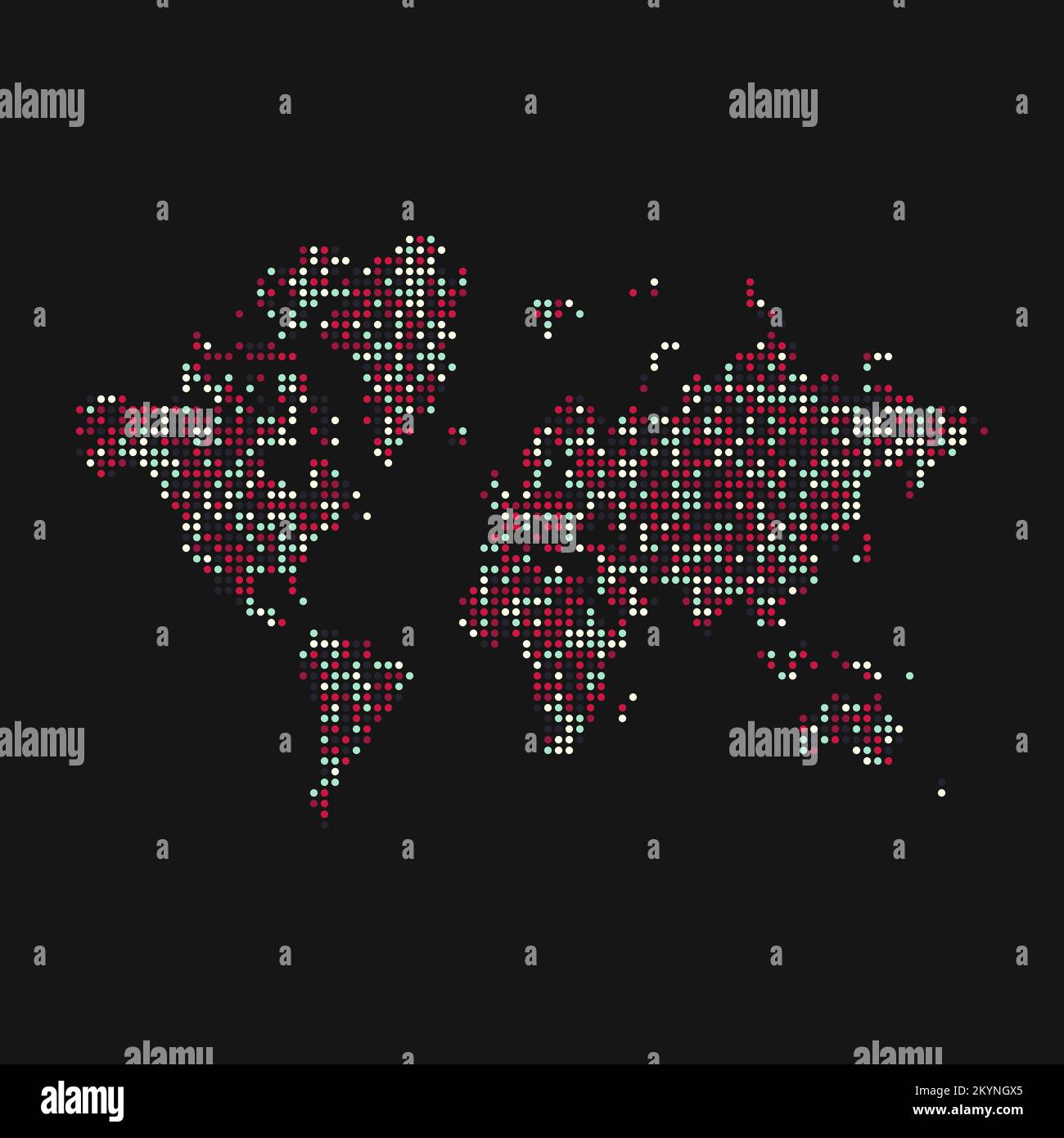 World 2 Silhouette Pixelated generative pattern map illustration Stock ...