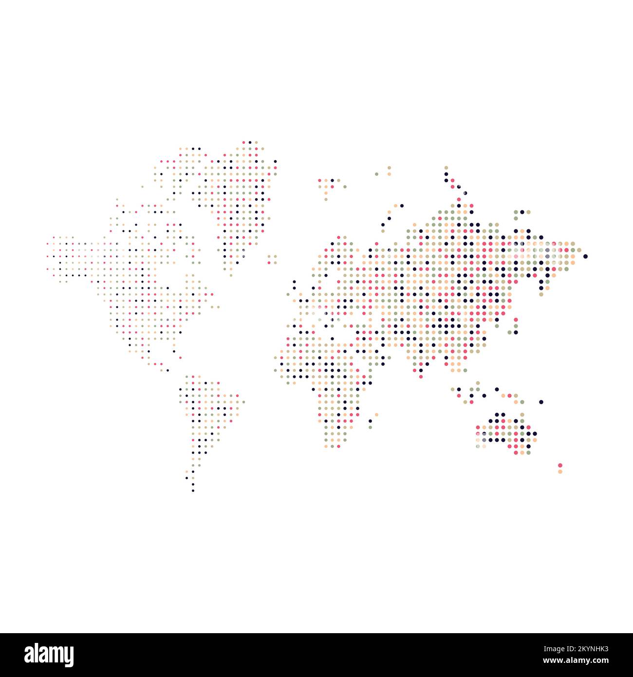 World 2 Silhouette Pixelated generative pattern map illustration Stock ...