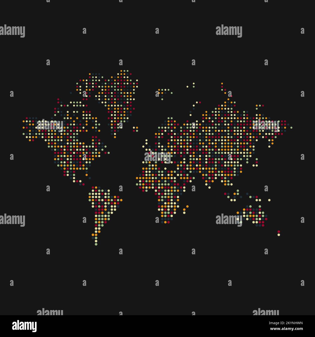 World 2 Silhouette Pixelated generative pattern map illustration Stock ...