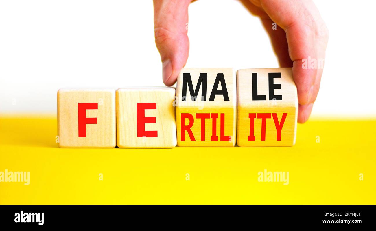Female fertility symbol. Concept word Female fertility on wooden cubes ...