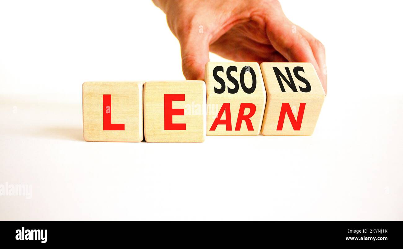 Lessons to learn symbol. Concept word Lessons learn on wooden cubes ...