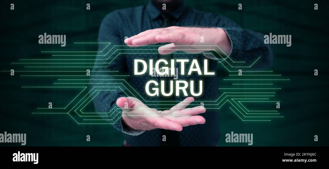 Inspiration showing sign Digital Guru. Business showcase teacher and ...