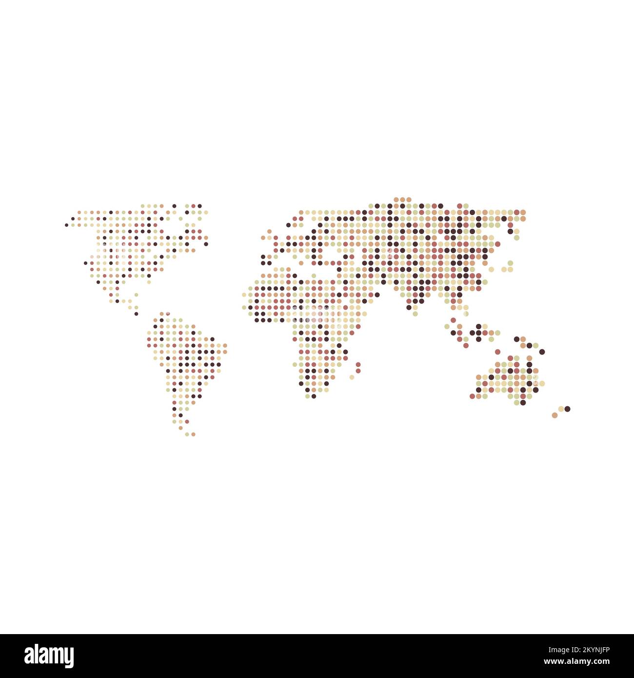 World 3 Silhouette Pixelated generative pattern map illustration Stock ...