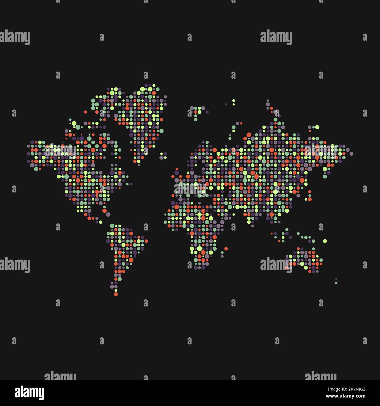 World 2 Silhouette Pixelated generative pattern map illustration Stock ...