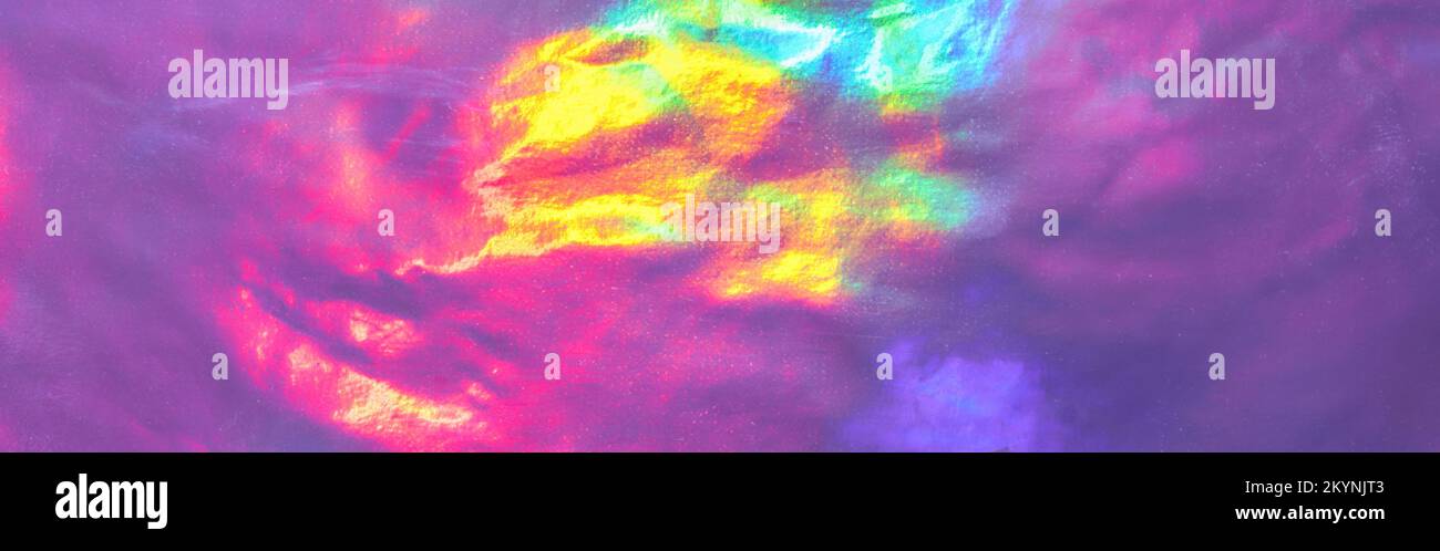 Holographic textures of a banner. Shiny foil and metallic rainbow ...