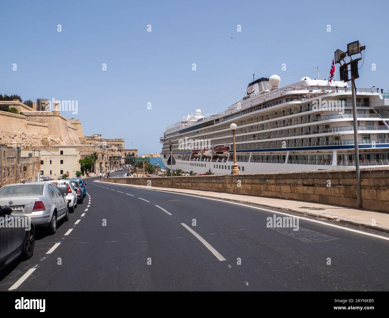 Valletta, Malta - May 2021. Luxury cruise ship the Viking Star is ...