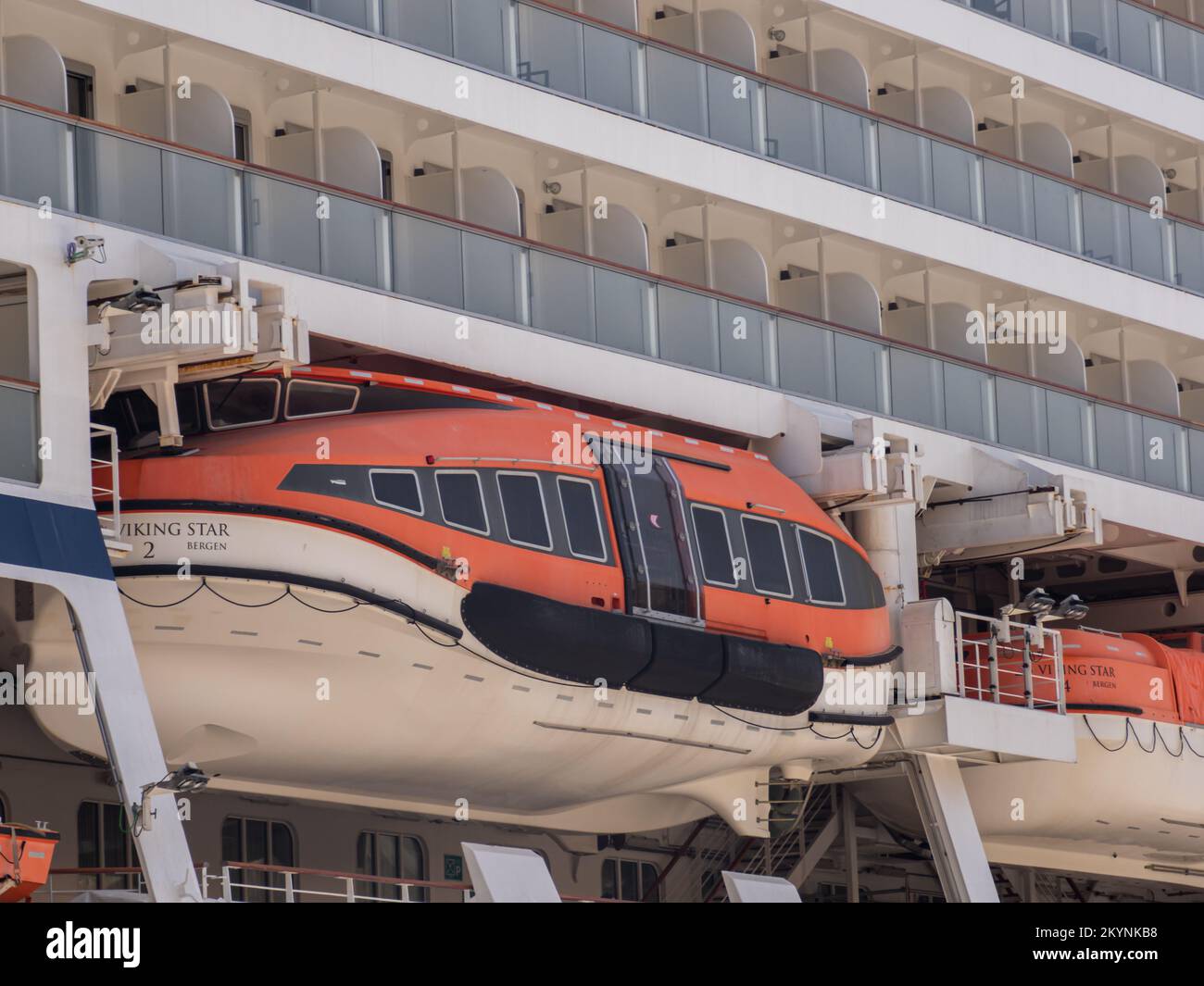 Valletta, Malta - May 2021. Lifeboat on the luxury cruise ship the ...