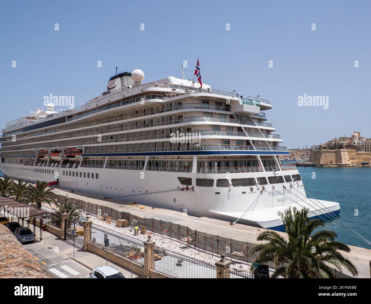 Valletta, Malta - May 2021. Luxury cruise ship the Viking Star is ...