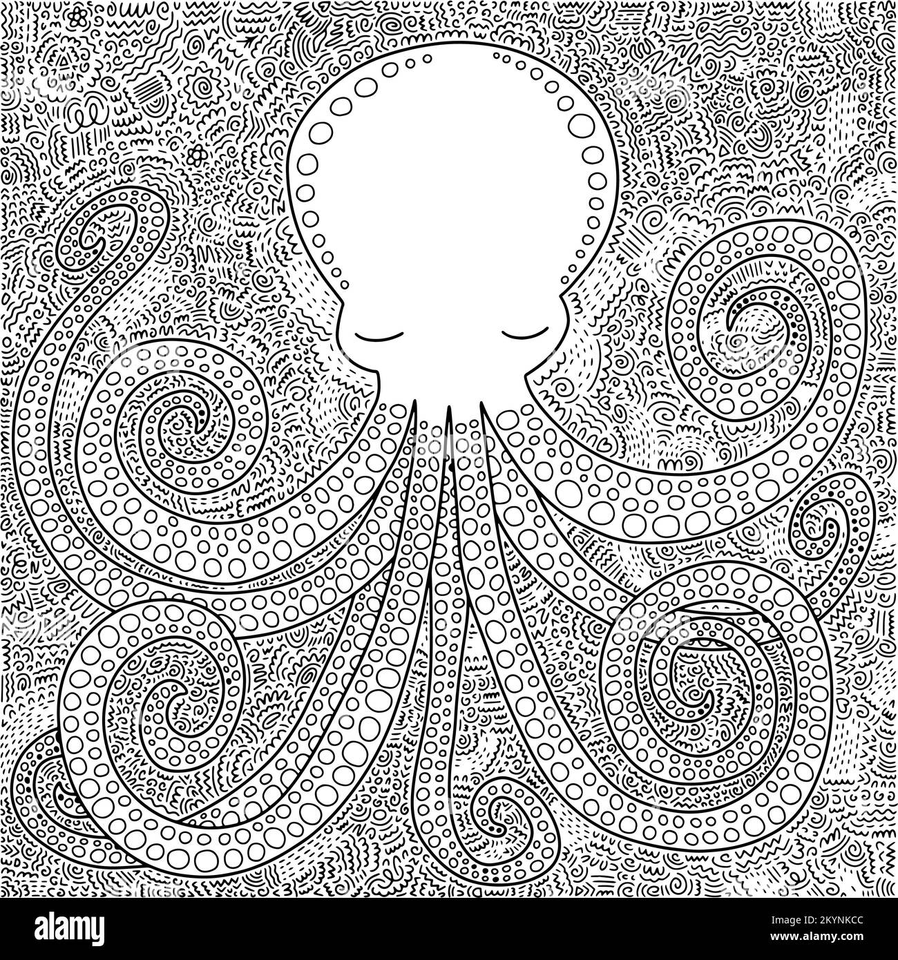 Coloring page with big octopus doodle Stock Vector Image & Art - Alamy