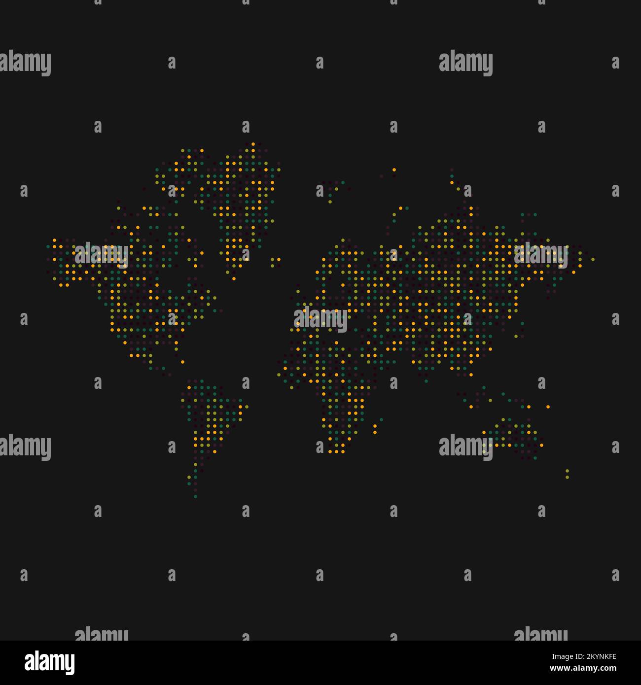 World 2 Silhouette Pixelated generative pattern map illustration Stock ...