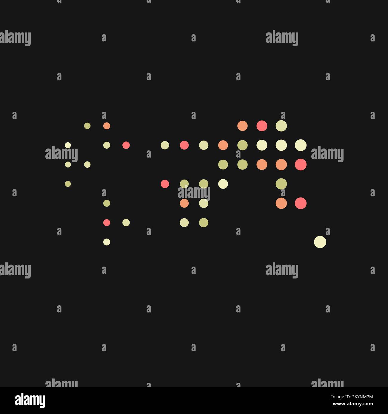 World 3 Silhouette Pixelated generative pattern map illustration Stock ...