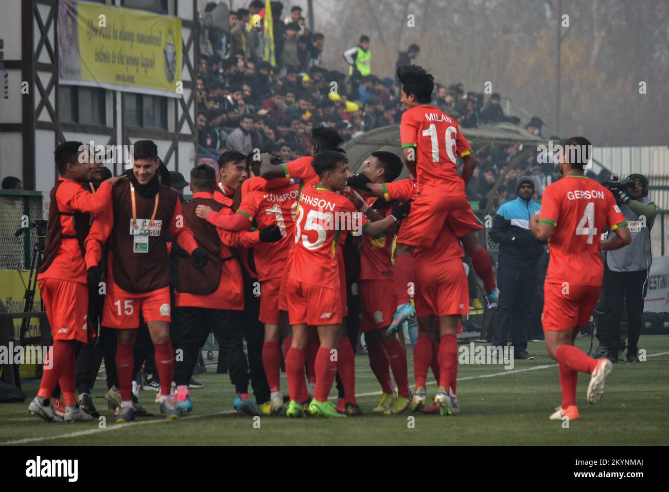 Srinagar, India - 01 Dec 2022, Players and management of team TRAU FC ...