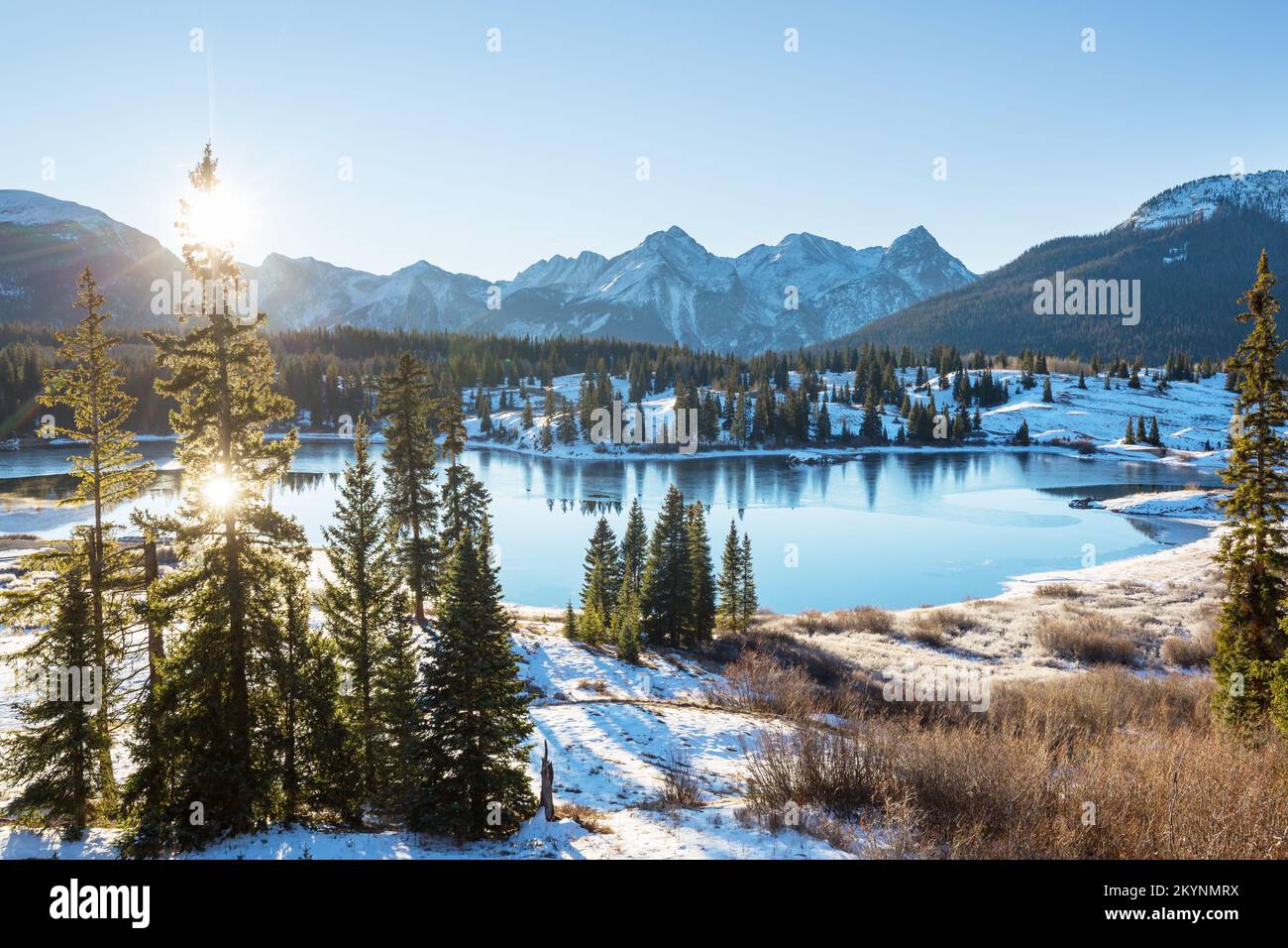 Cold late autumn in Colorado, United States. Fall season. Beautiful ...