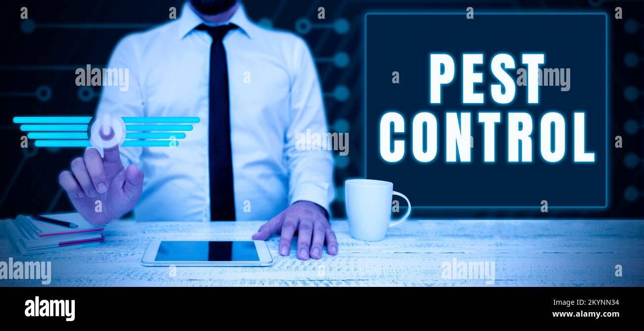 Text caption presenting Pest Control. Business overview Killing ...