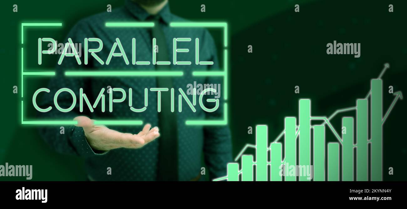 Text sign showing Parallel Computing. Word Written on simultaneous calculation by means of ...