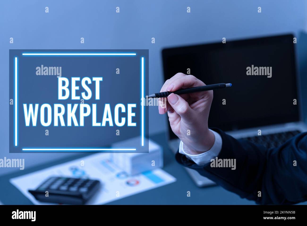 Conceptual caption Best Workplace. Business concept Ideal company to ...
