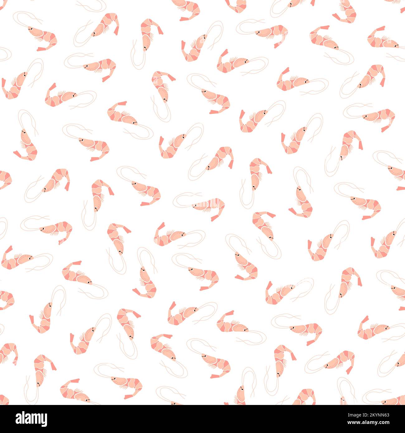 Vector seamless pattern with shrimp.Underwater cartoon creatures.Marine ...
