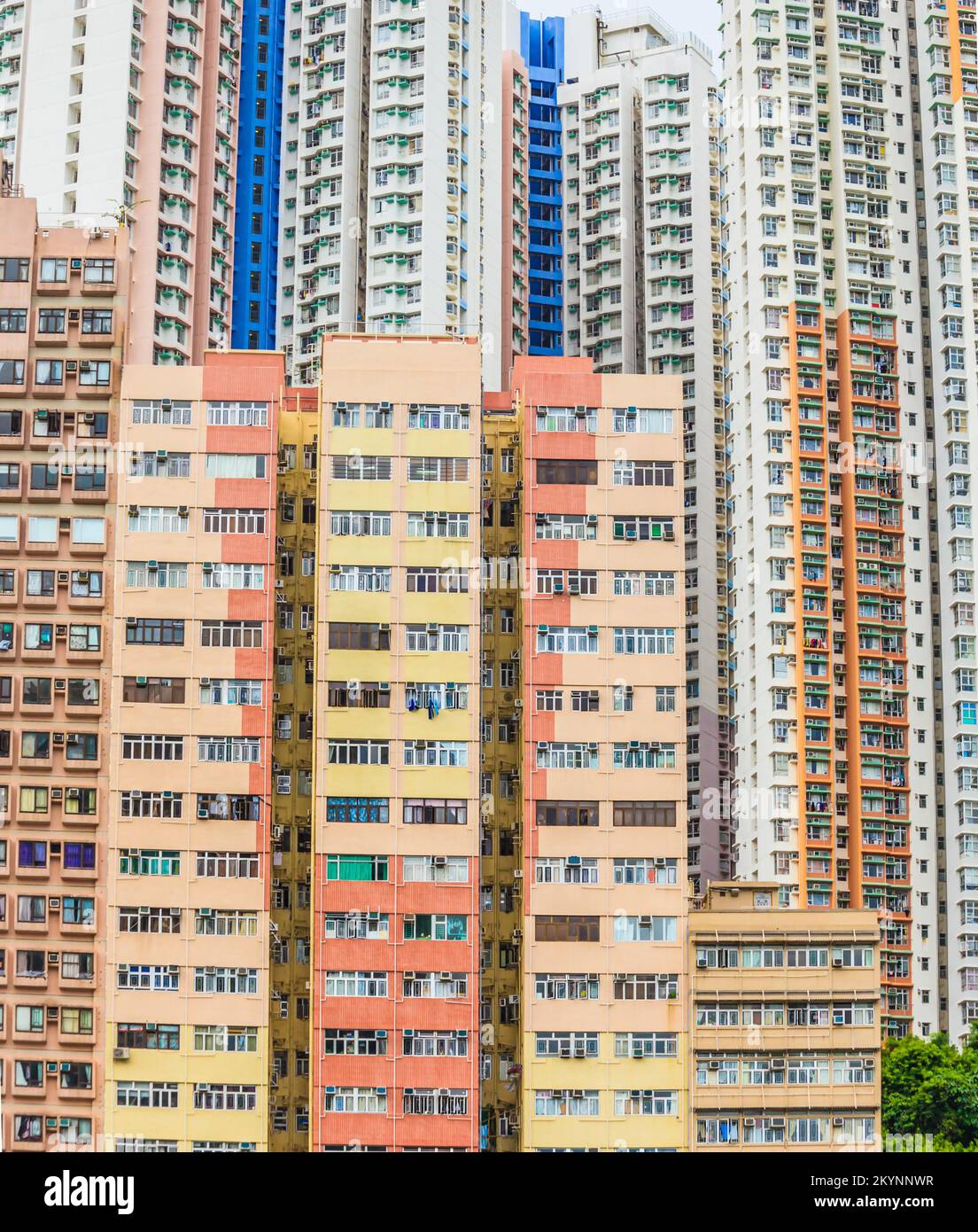 Hong Kong city scene with representation of various high-rise buildings ...