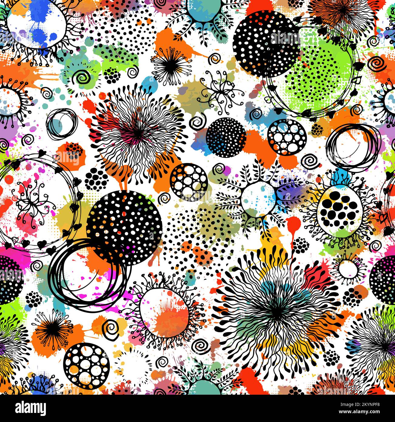 Seamless pattern graphic circles with colorful splashes. Vector ...
