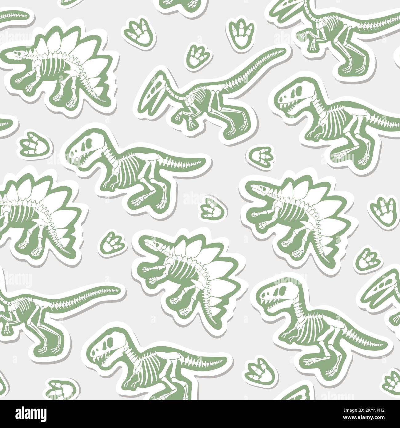 Sticker vector pattern with dinosaur skeleton Stock Vector Image & Art ...