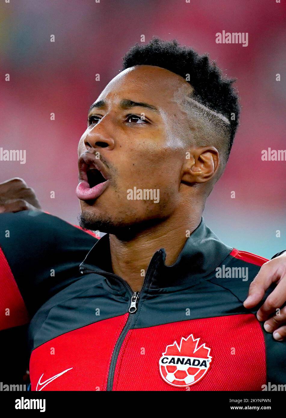 Canada's Mark-Anthony Kaye during their national anthem ahead of the ...