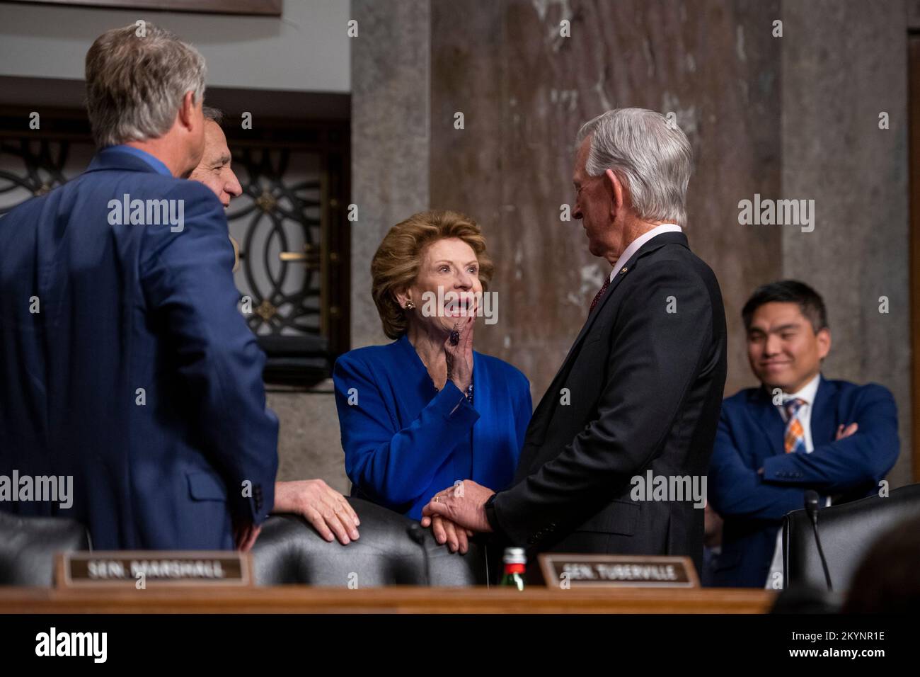 United States Senator Roger Marshall (Republican of Kansas), left ...
