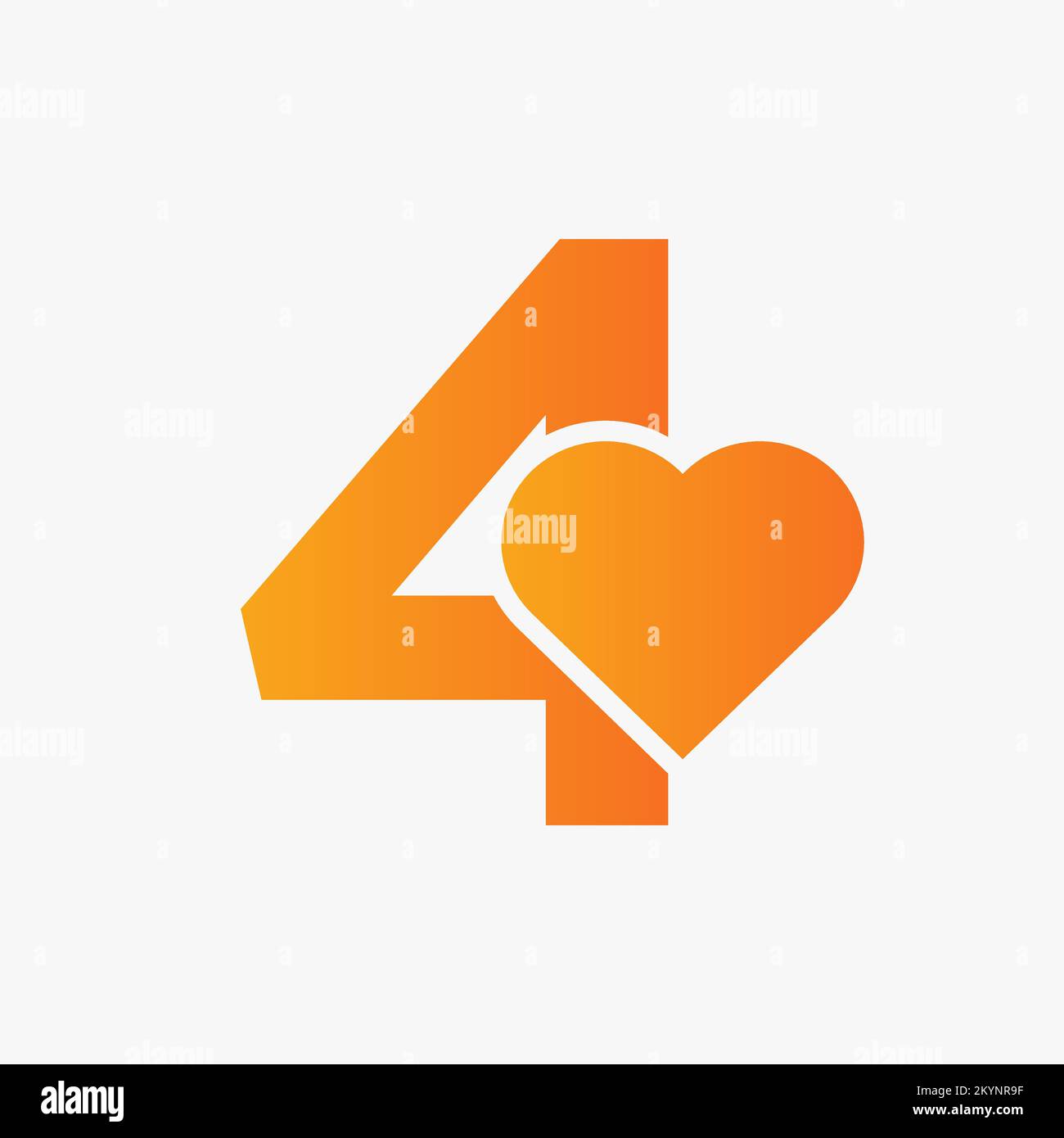 Letter 4 Love Symbol And Heart Icon Concept Vector Template Stock ...