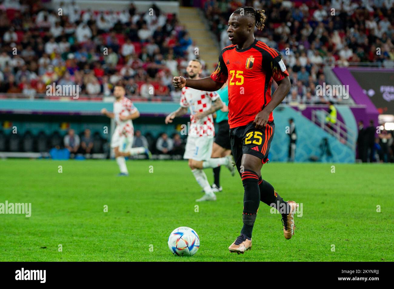 Jeremy Doku of Belgium during the FIFA World Cup Qatar 2022 Group F ...