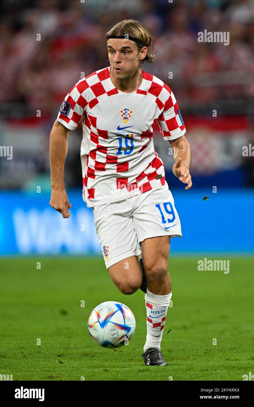Borna Sosa of Croatia during the FIFA World Cup Qatar 2022 Group F match between Croatia and ...