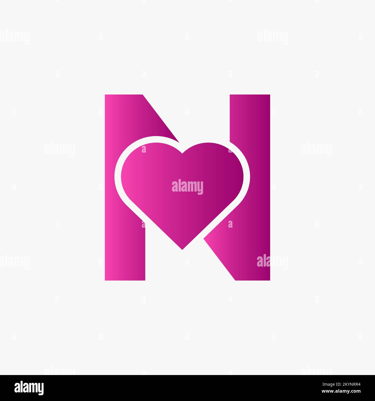 Letter N Love Symbol And Heart Icon Concept Vector Template Stock Vector Image & Art - Alamy