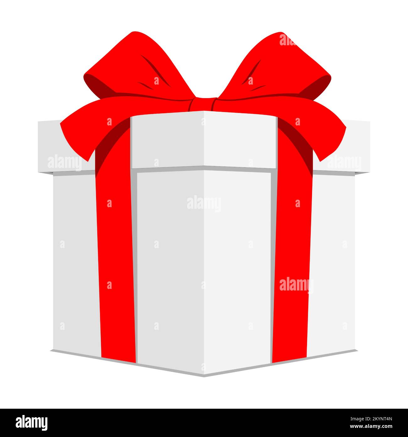 White present box with red ribbon, isolated on background. Flat style ...