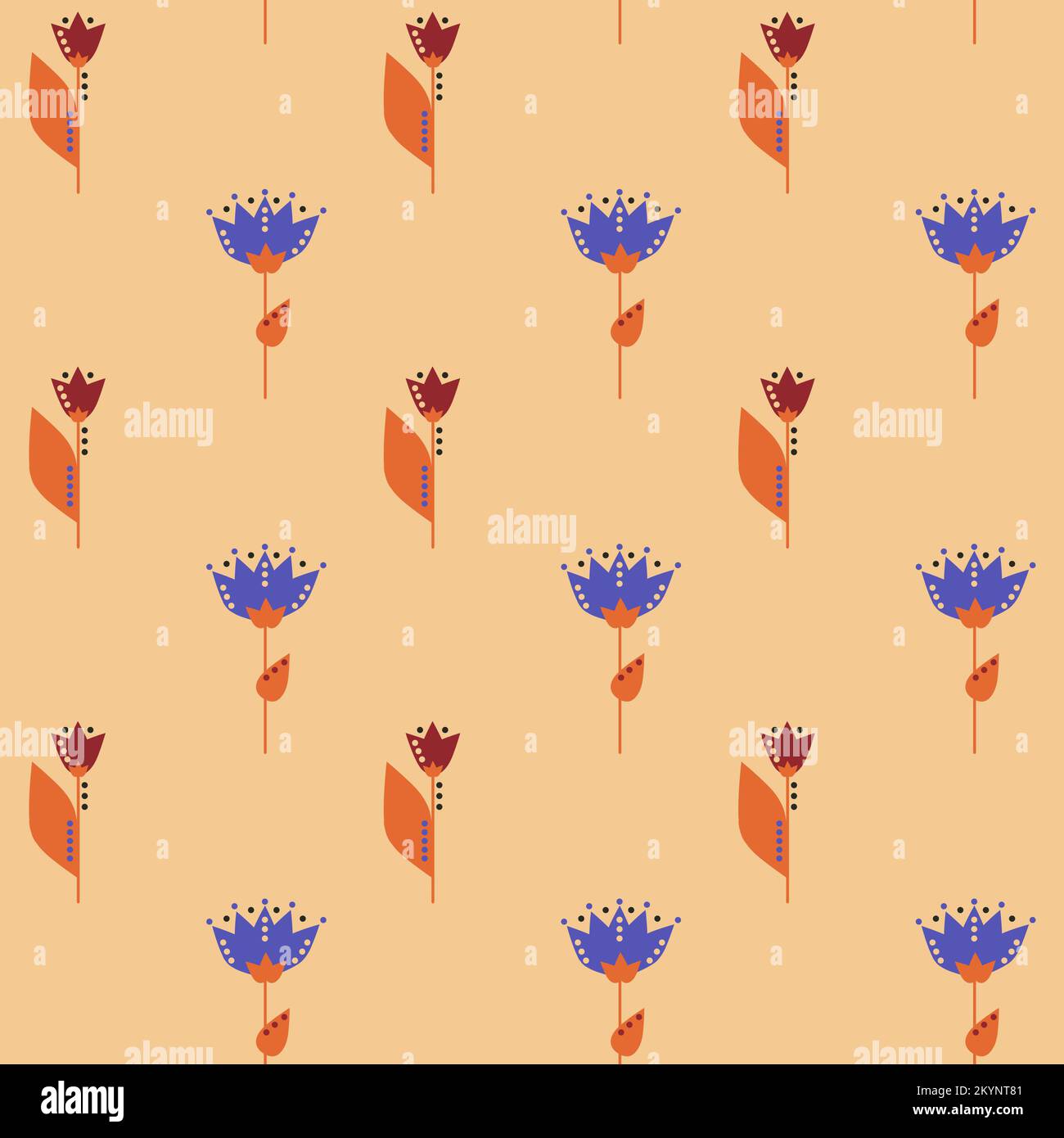 Cute hand drawn floral background with simple seamless patterns Stock ...